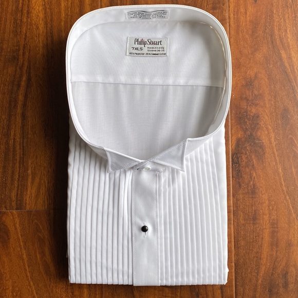 Philip Stuart | Shirts | Nwt Tuxedo Wingtip Pleated White Shirt By ...